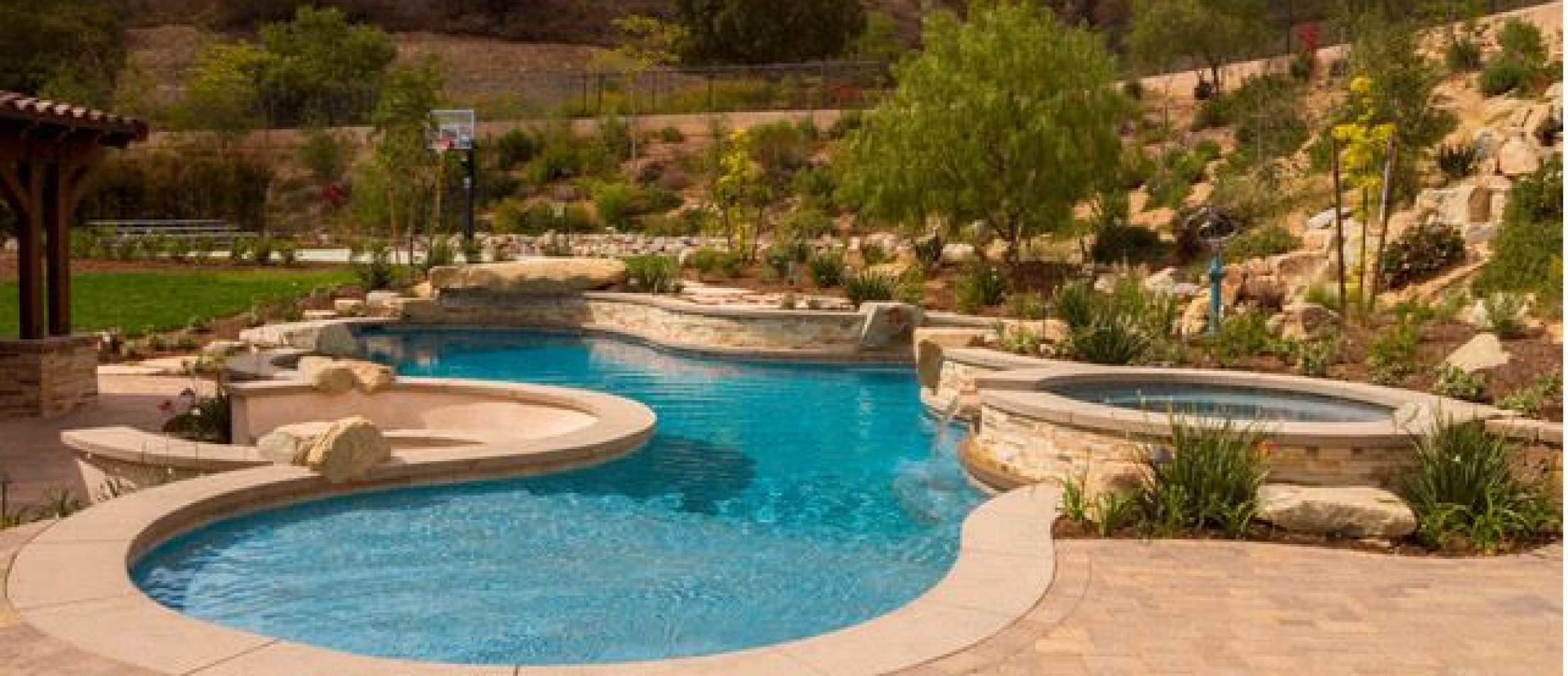 landscaping around inground swimming pool - Southern California ...